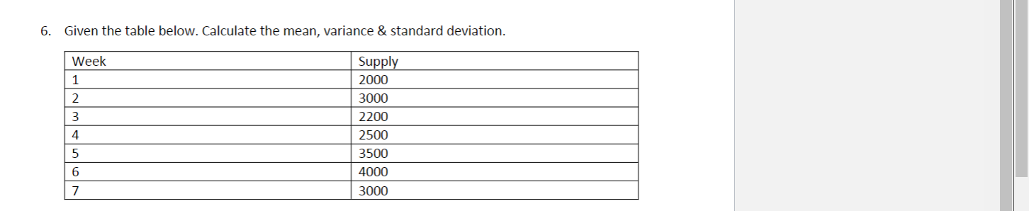 Solved 6. Given the table below. Calculate the mean, | Chegg.com
