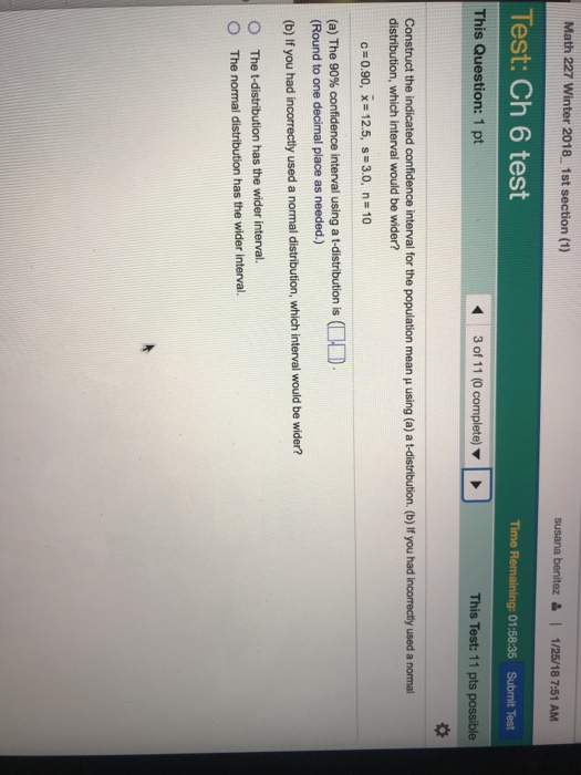 Solved Math 227 Winter 2018. 1st section (1) Susana benitez | Chegg.com