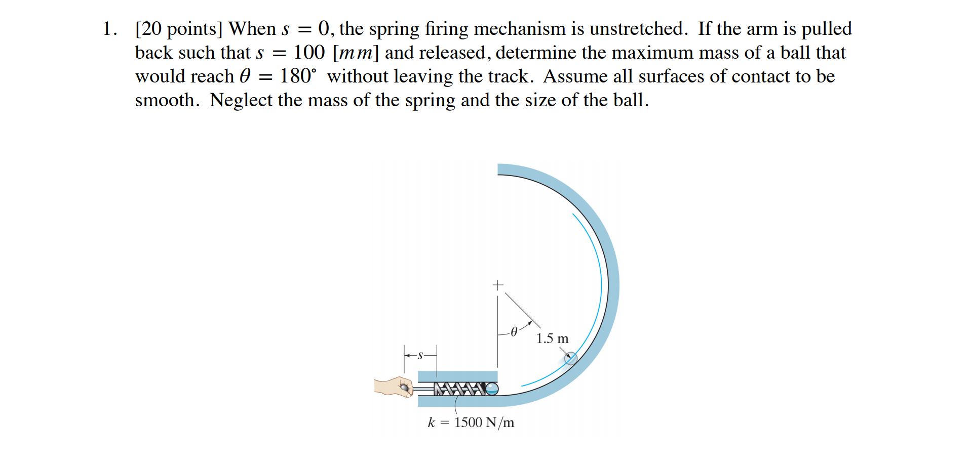 Solved 1. [20 points) When s = 0, the spring firing | Chegg.com