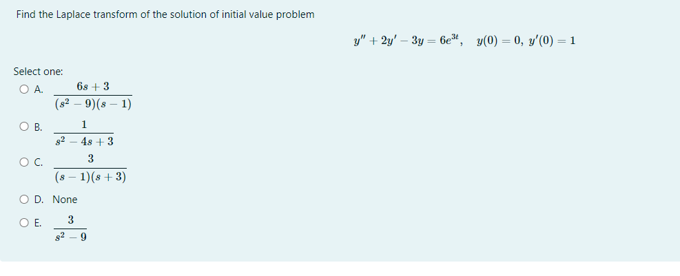 Find the Laplace transform of the solution of initial | Chegg.com