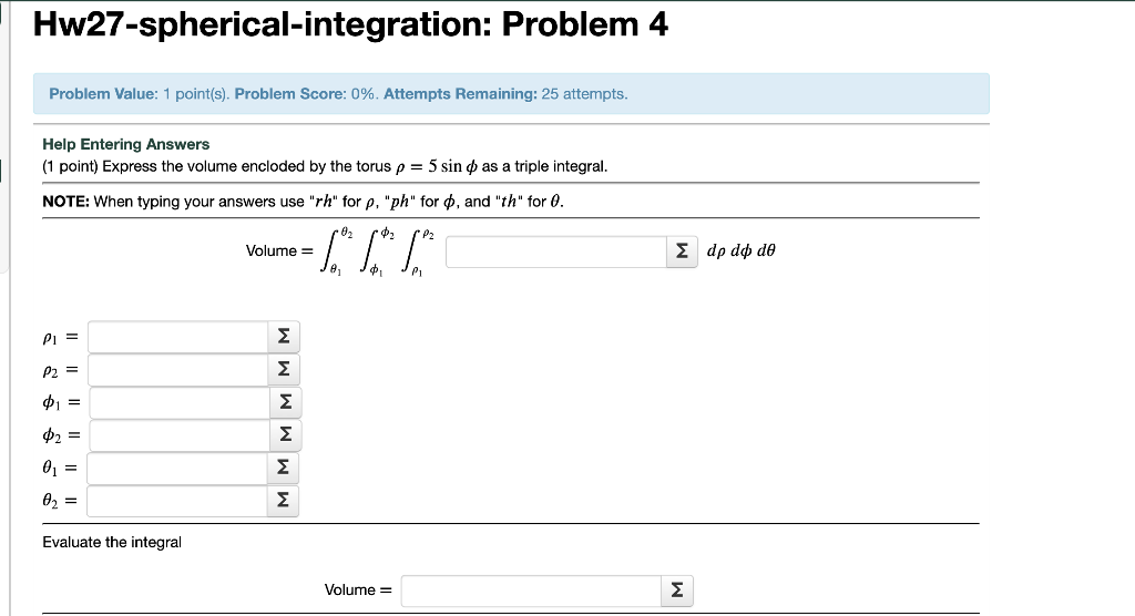 Solved Hw27-spherical-integration: Problem 4 Problem Value: | Chegg.com