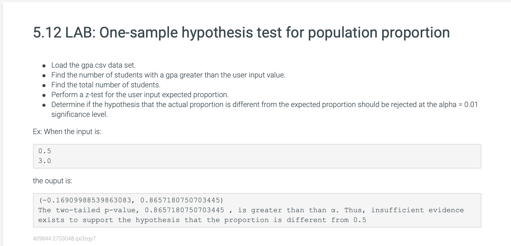 Solved 5.12 LAB: One-sample hypothesis test for population | Chegg.com