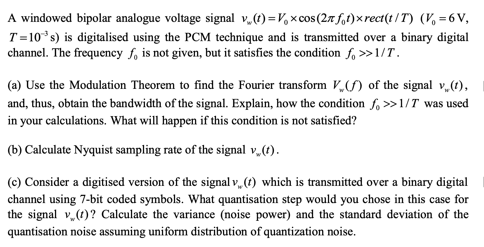 A windowed bipolar analogue voltage signal | Chegg.com