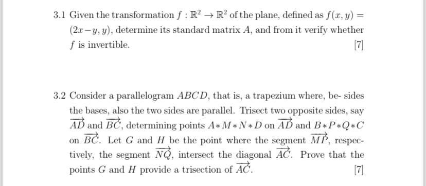Solved 3.1 ﻿Given the transformation f:R2→R2 ﻿of the plane, | Chegg.com