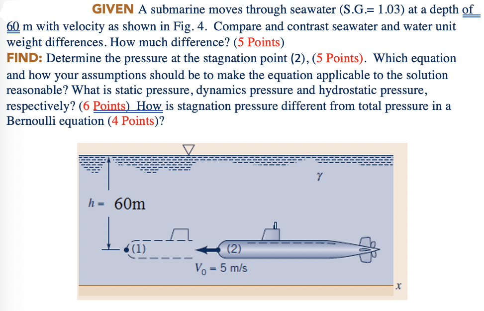 Solved GIVEN A Submarine Moves Through Seawater S G 1 03 Chegg Solved GIVEN A Submarine Moves Through Seawater S G 1 03 Chegg