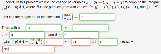 Solved (9 points) In this problem we use the change of | Chegg.com