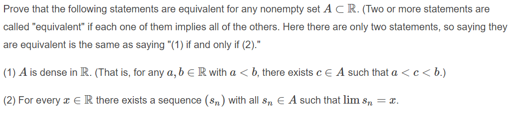 Solved Prove that the following statements are equivalent | Chegg.com