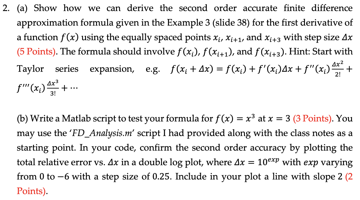 Solved 2. (a) Show how we can derive the second order | Chegg.com