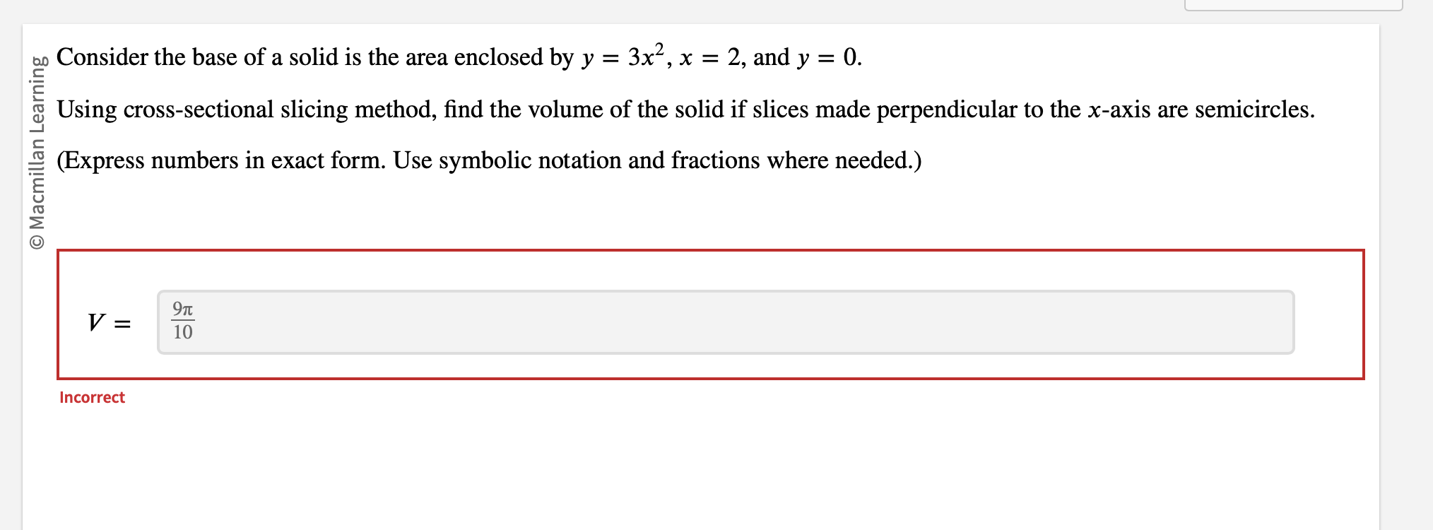 Consider the base of a solid is the area enclosed by | Chegg.com