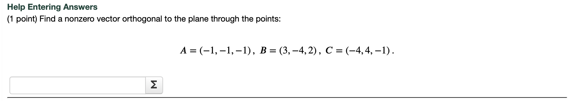 Solved Help Entering Answers (1 point) Find a nonzero vector | Chegg.com