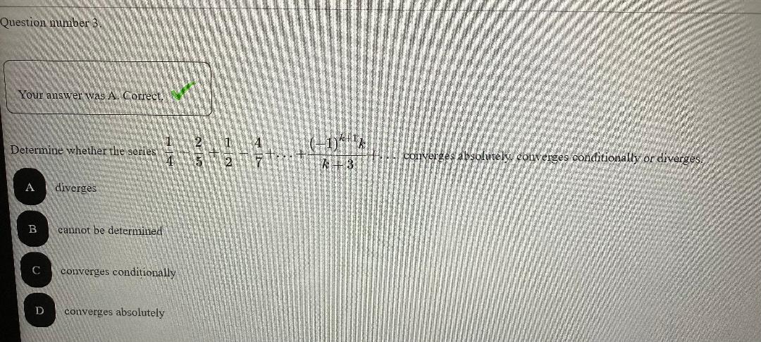 Question number 3. ﻿sequence is ((-1)^(n+1) * | Chegg.com