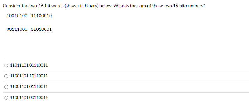 Solved Consider the two 16-bit words (shown in binary) | Chegg.com