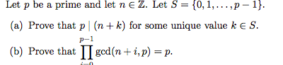 Solved Let p be a prime and let n∈Z. Let S={0,1,…,p−1}. (a) | Chegg.com