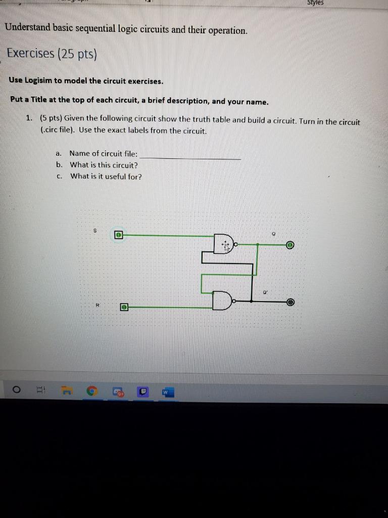 Solved Styles Understand basic sequential logic circuits and | Chegg.com