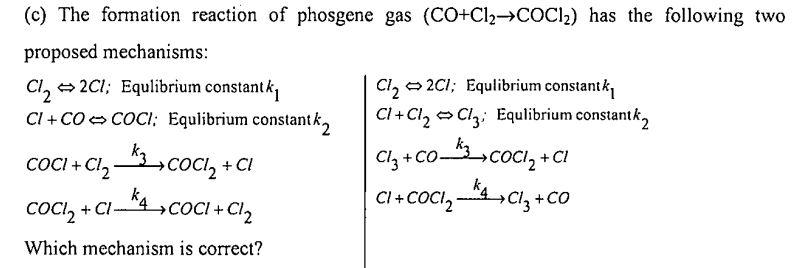 Solved (c) The formation reaction of phosgene gas (CO+Cl2 → | Chegg.com
