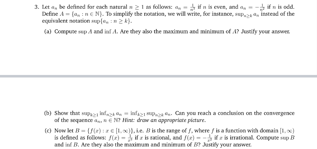 Solved 3. Let an be defined for each natural n >1 as | Chegg.com