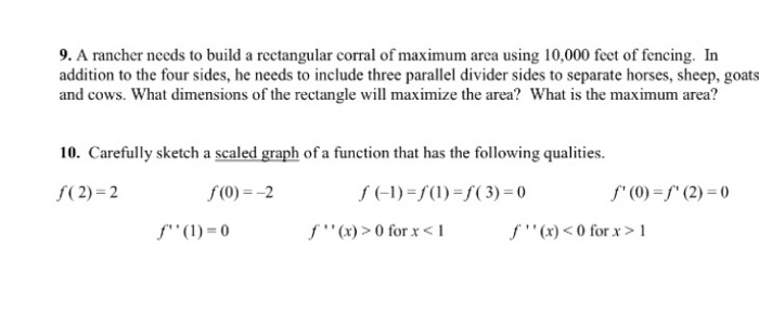 Solved 9. A rancher needs to build a rectangular corral of | Chegg.com
