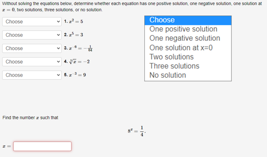 Solved Without solving the equations below, determine | Chegg.com