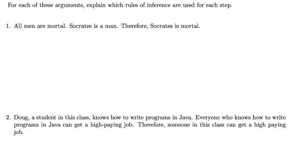 Solved For each of these arguments, explain which rules of | Chegg.com