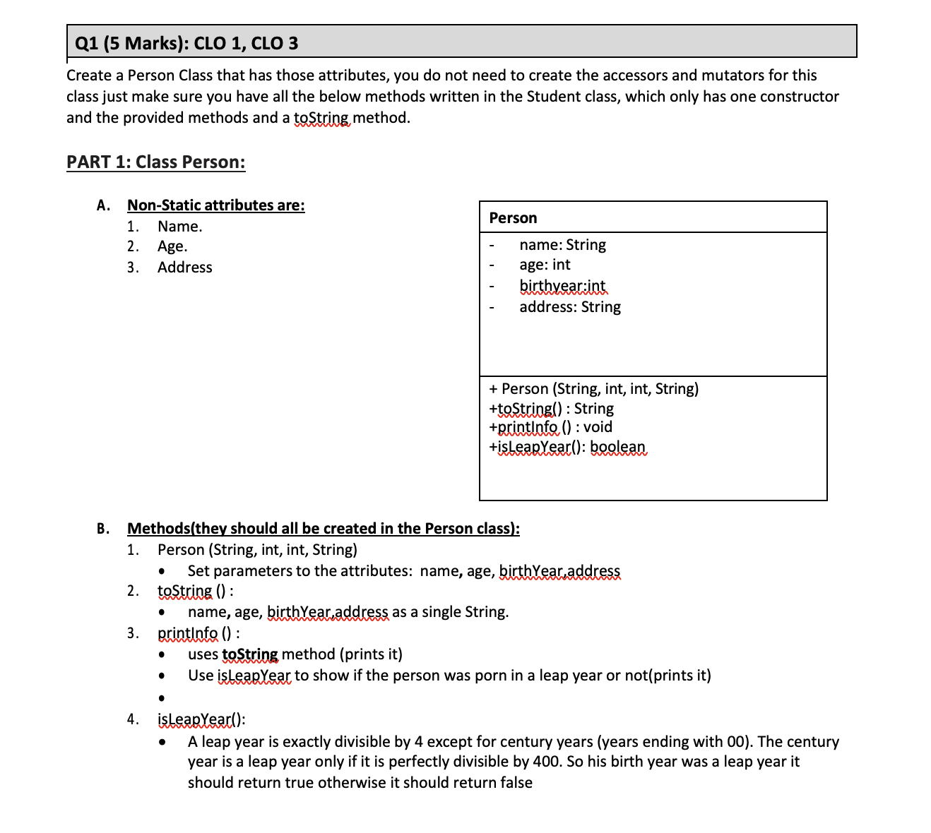 Solved Create a Person Class that has those attributes, you | Chegg.com