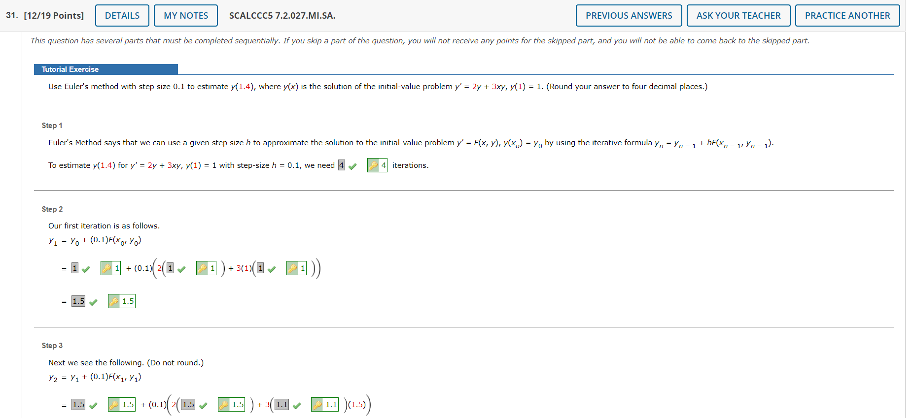Solved Tutorial ExerciseUse Euler's method with step size | Chegg.com