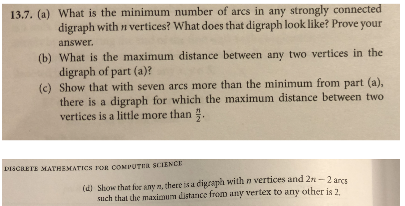 Solved 13.7. (a) What is the minimum number of arcs in any | Chegg.com