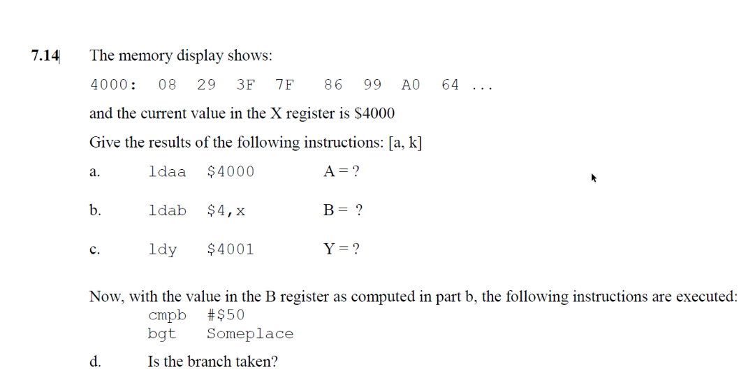 Solved Now, with the value in the B register as computed in | Chegg.com