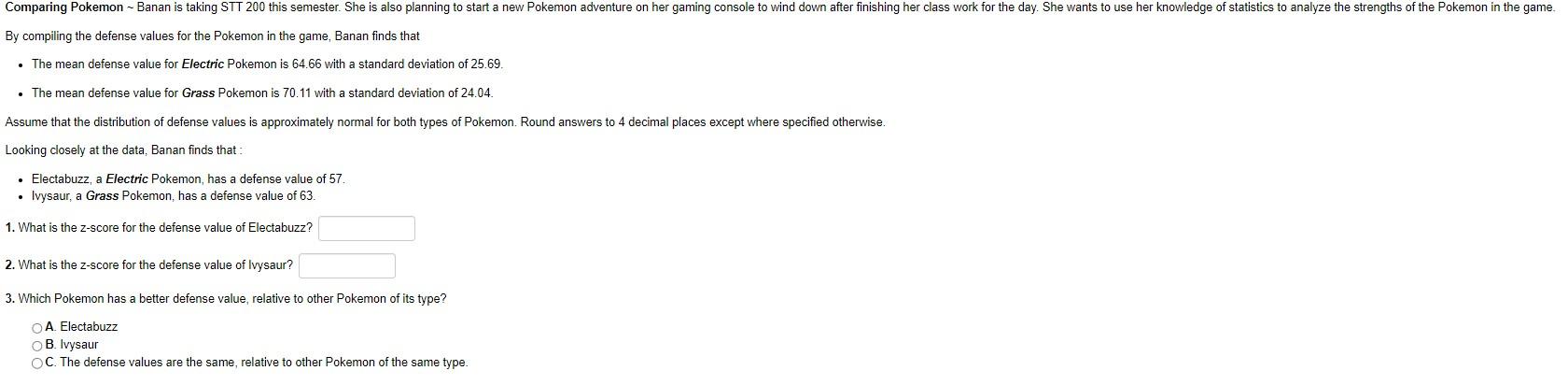 Solved By compiling the defense values for the Pokemon in | Chegg.com