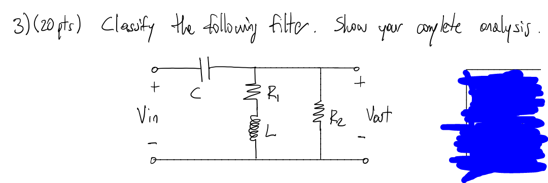 Solved 3)(20pts) Classify the following filter. Show your | Chegg.com