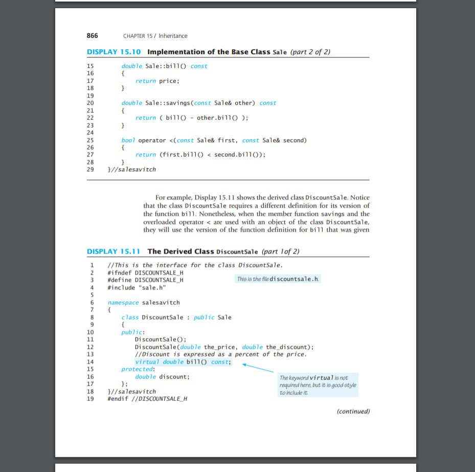 Solved 2 3 4 5 6 7 8 11 15.3 Polymorphism 865 DISPLAY 15.9 | Chegg.com