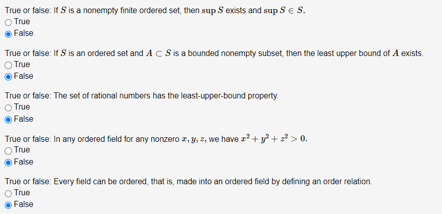 Solved True or false: If S is a nonempty finite ordered | Chegg.com