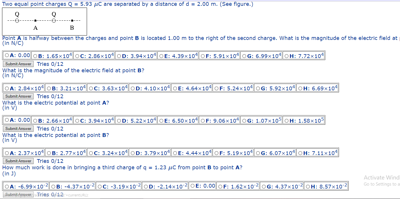 Solved Two equal point charges Q = 5.93 uC are separated by | Chegg.com