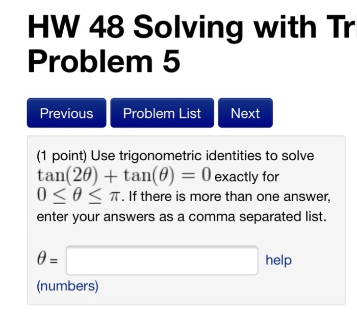 Solved HW 48 Solving with Tr Problem 5 Previous Problem List | Chegg.com