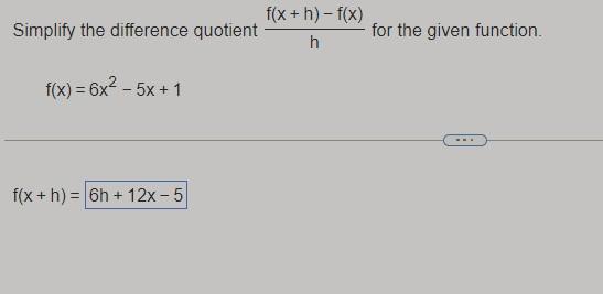 Simplify the difference quotient hf(x+h)−f(x) for the | Chegg.com
