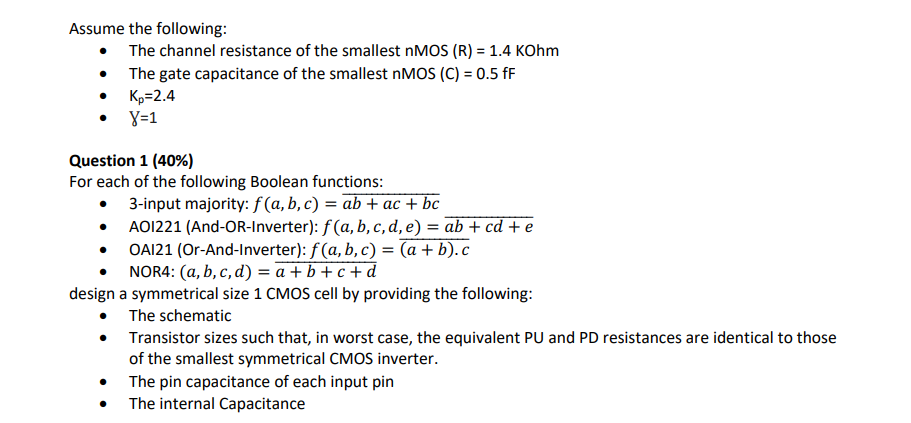 Solved Assume the following: - The channel resistance of the | Chegg.com