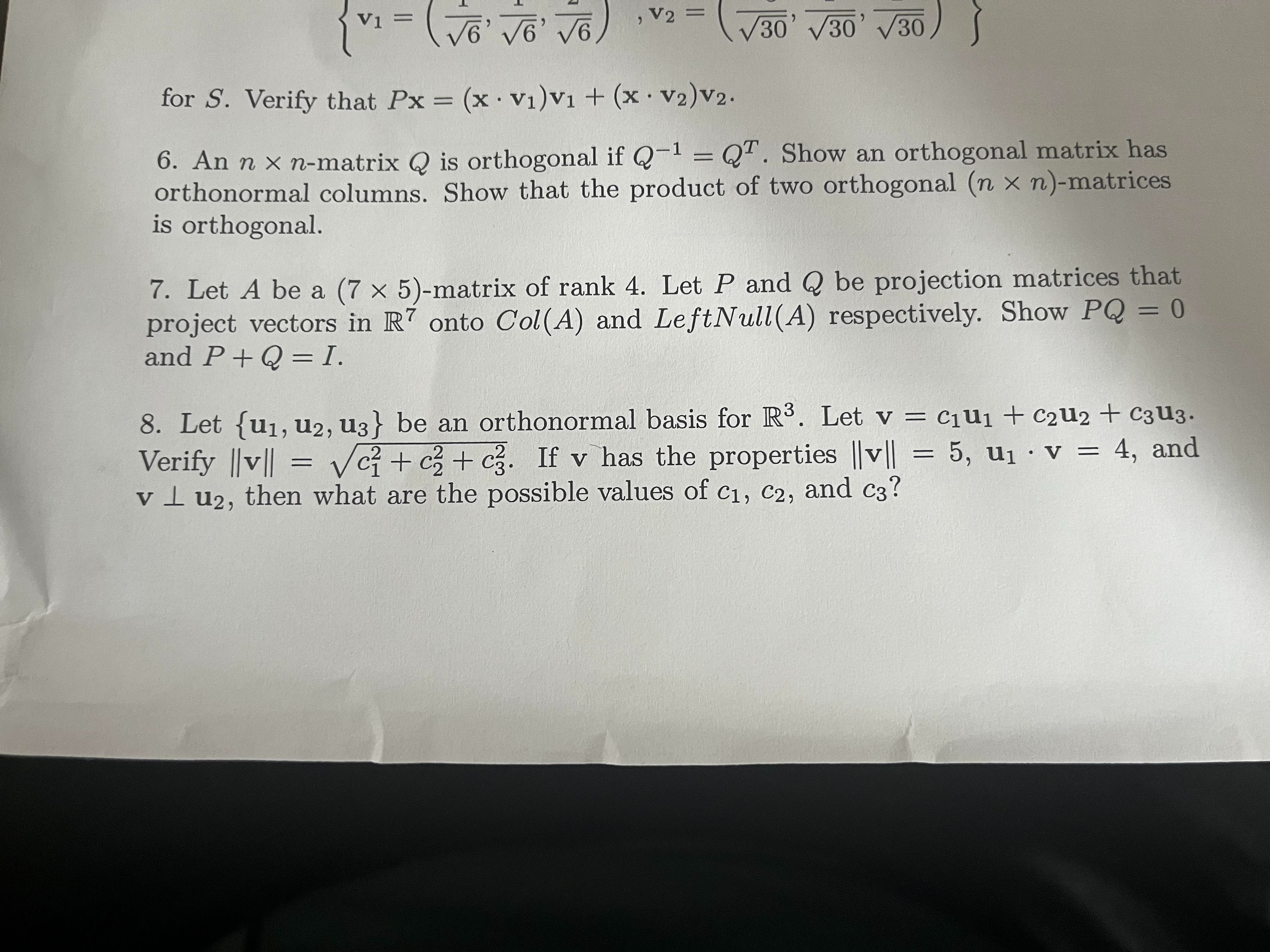 Solved An nxn matrix Q is orthogonal | Chegg.com