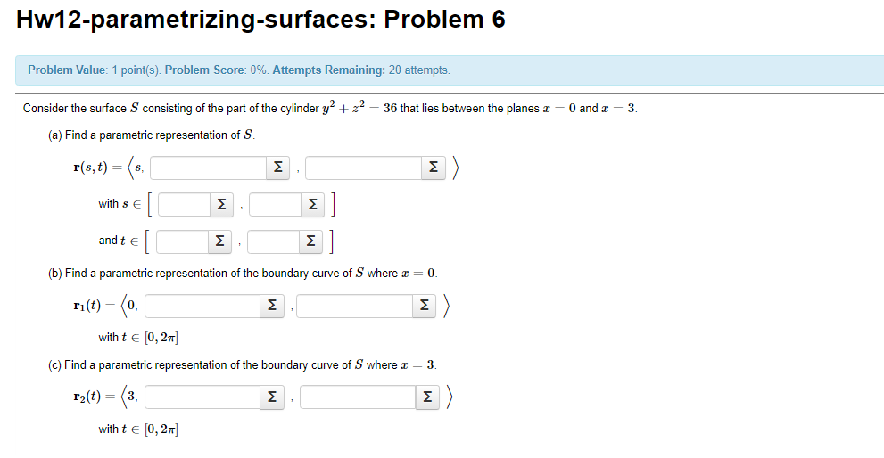 Solved Hw12-parametrizing-surfaces: Problem 6 Problem Value: | Chegg.com