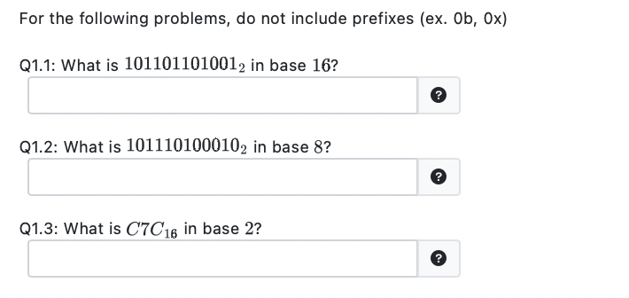 Solved For the following problems, do not include prefixes | Chegg.com