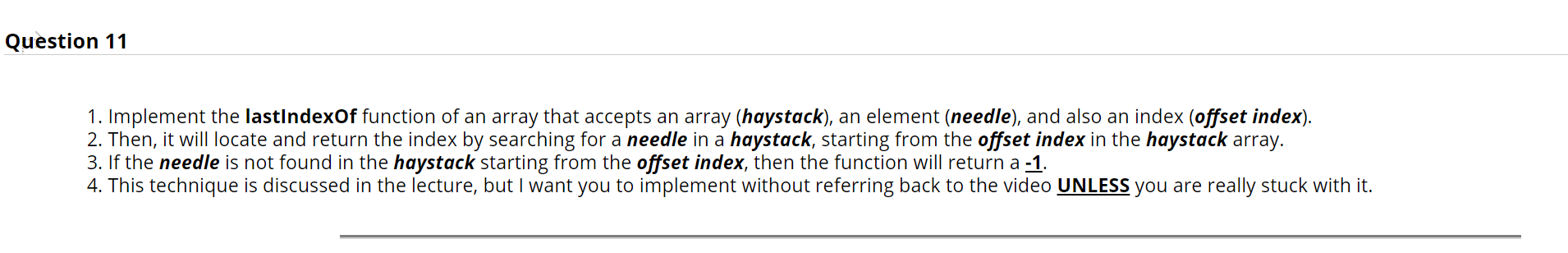 Solved Question 11 1. Implement the lastIndexOf function of | Chegg.com