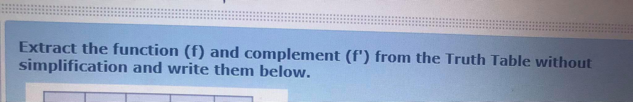 Solved Extract the function (f) and complement (f') from the | Chegg.com