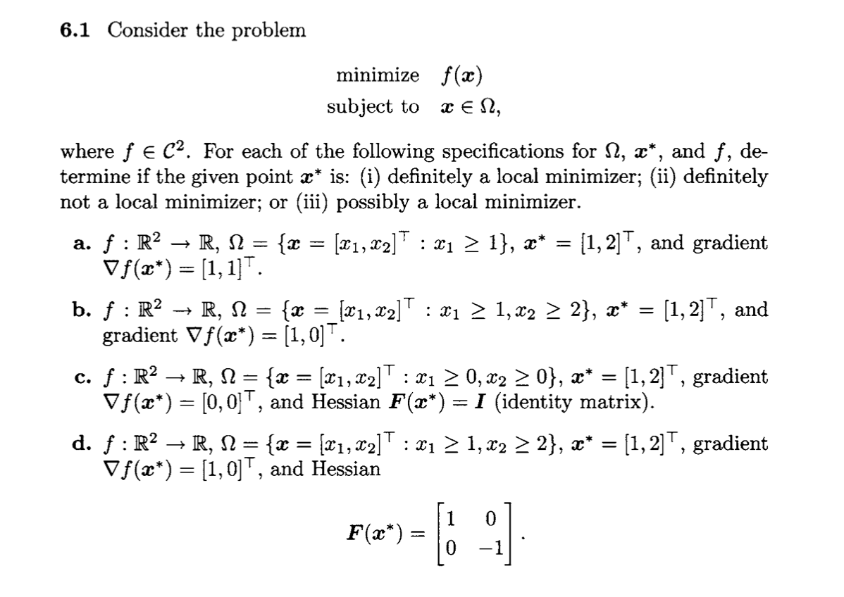 Solved 6 1 Consider The Problem Minimize F X Subject To