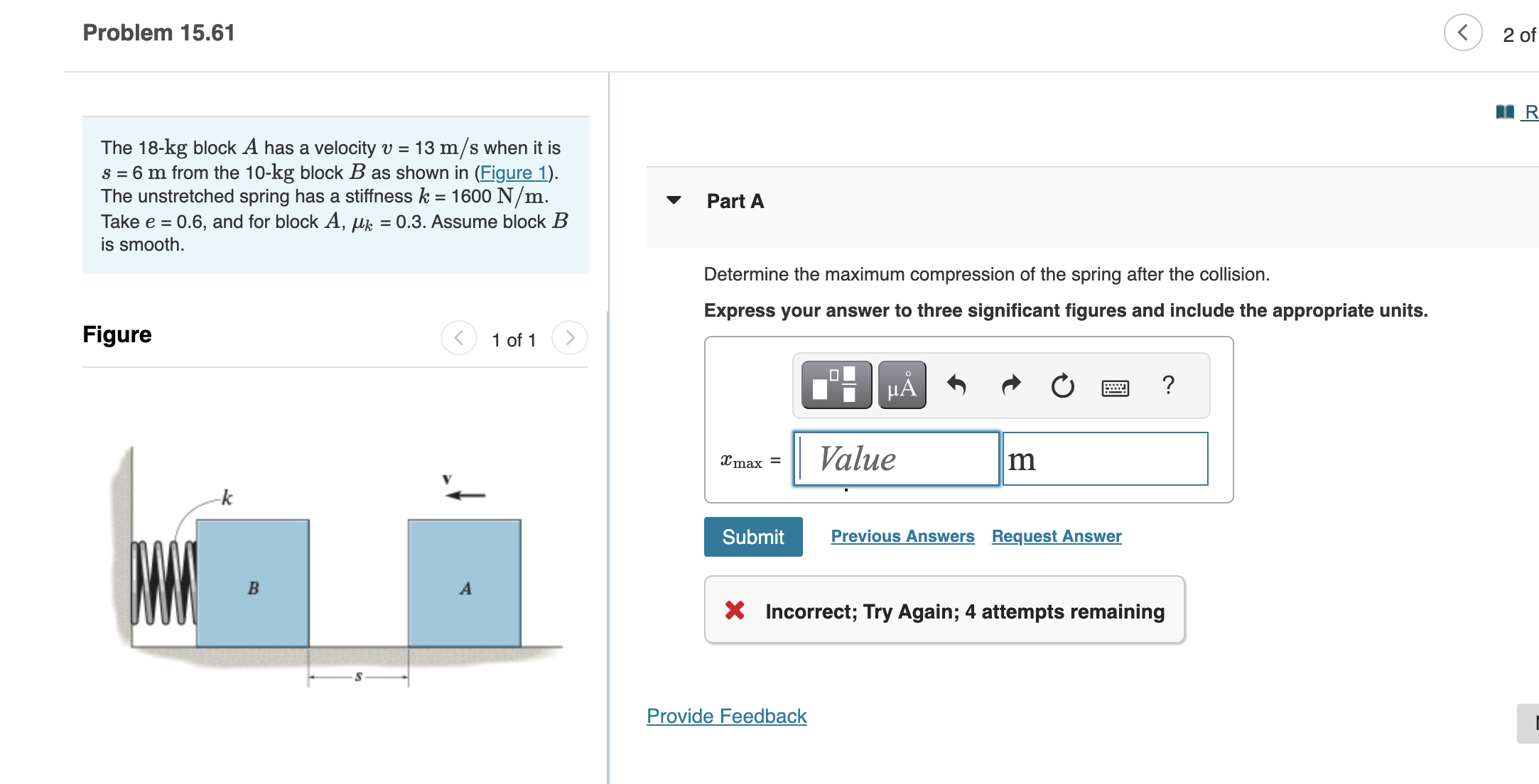 Solved The 18-kg block A has a velocity v = 13 m/s when it | Chegg.com
