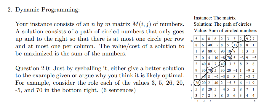 2. Dynamic Programming: Your instance consists of an | Chegg.com