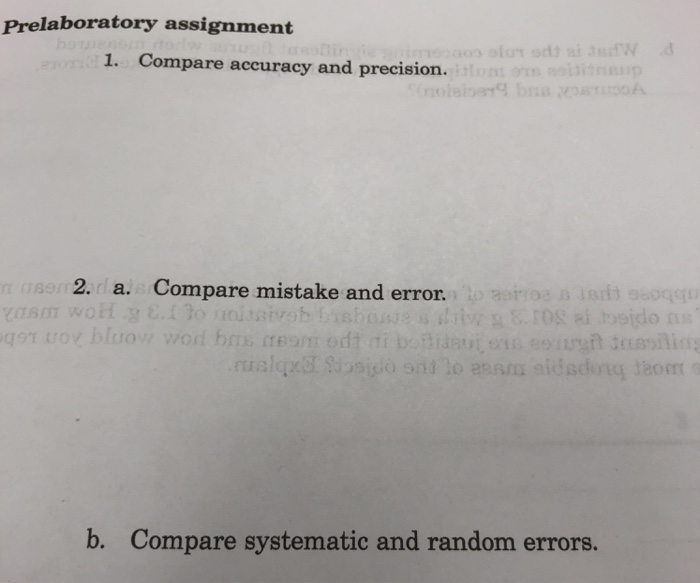 Solved Prelaboratory assignment 1. Compare accuracy and | Chegg.com