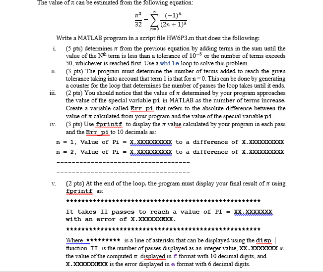 Solved The value of π can be estimated from the following | Chegg.com