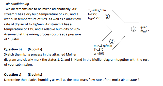 - air conditioning - Two air streams are to be mixed | Chegg.com