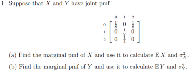 Solved 1. Suppose that X and Y have joint pmf (a) Find the | Chegg.com