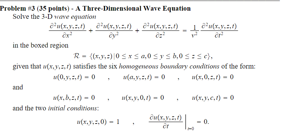 Problem \#3 (35 points) - A Three-Dimensional Wave | Chegg.com
