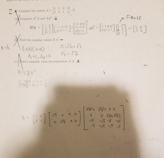 Solved 두 onsider the matrix A = 1 -X Compute ATA and AAT, | Chegg.com