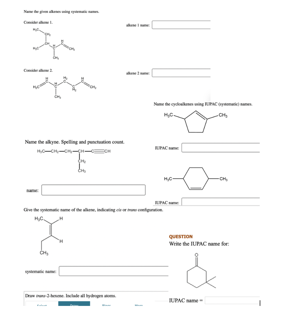 Solved Name the given alkenes using systematic names. | Chegg.com
